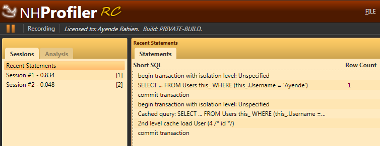 NH Prof: NHibernate Profiler vs. Sql Profiler - Ayende @ Rahien
